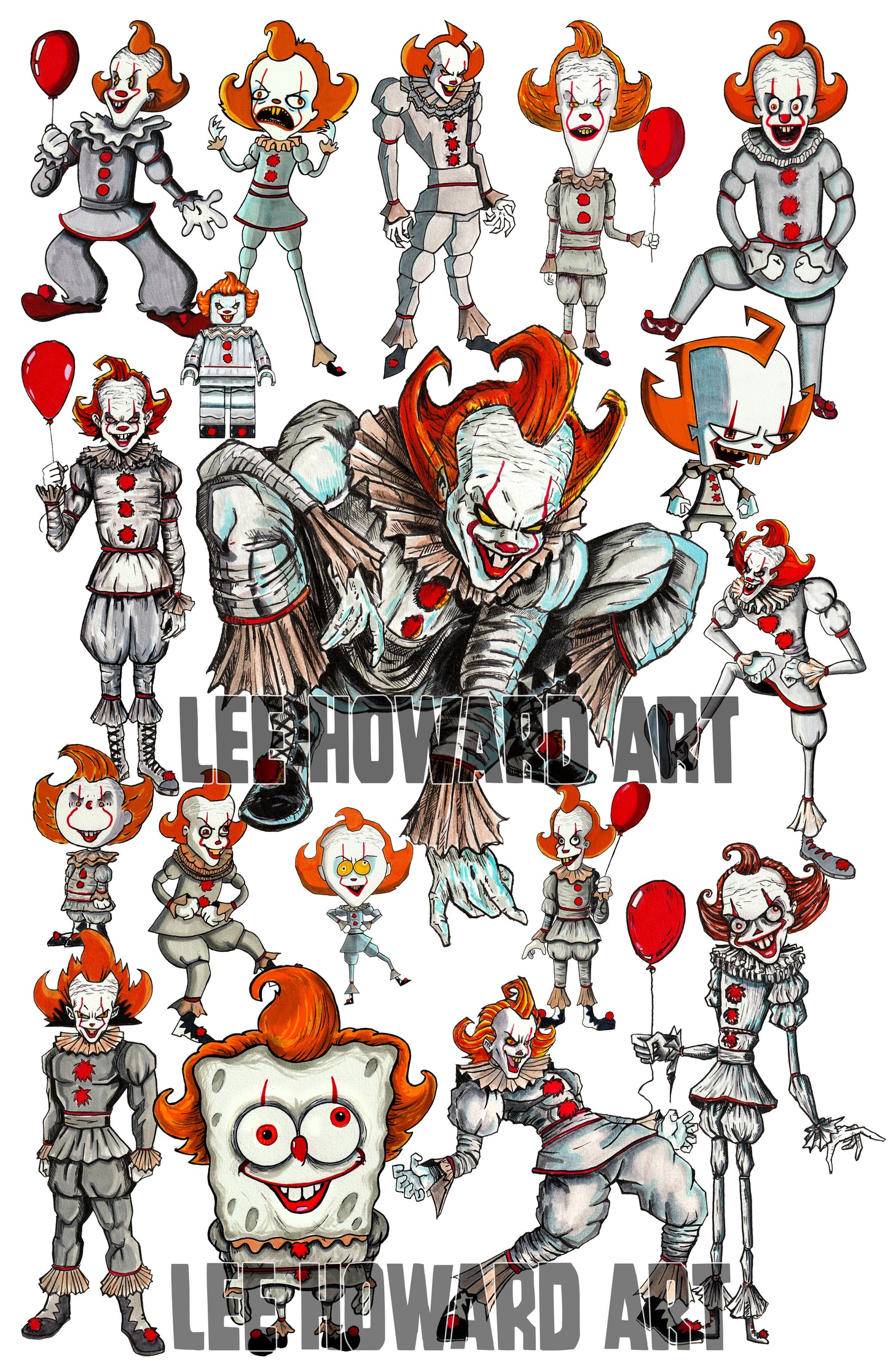 Pennywise In 18 Styles 11x17 Art Print Collage - Signed! – Art by Lee ...