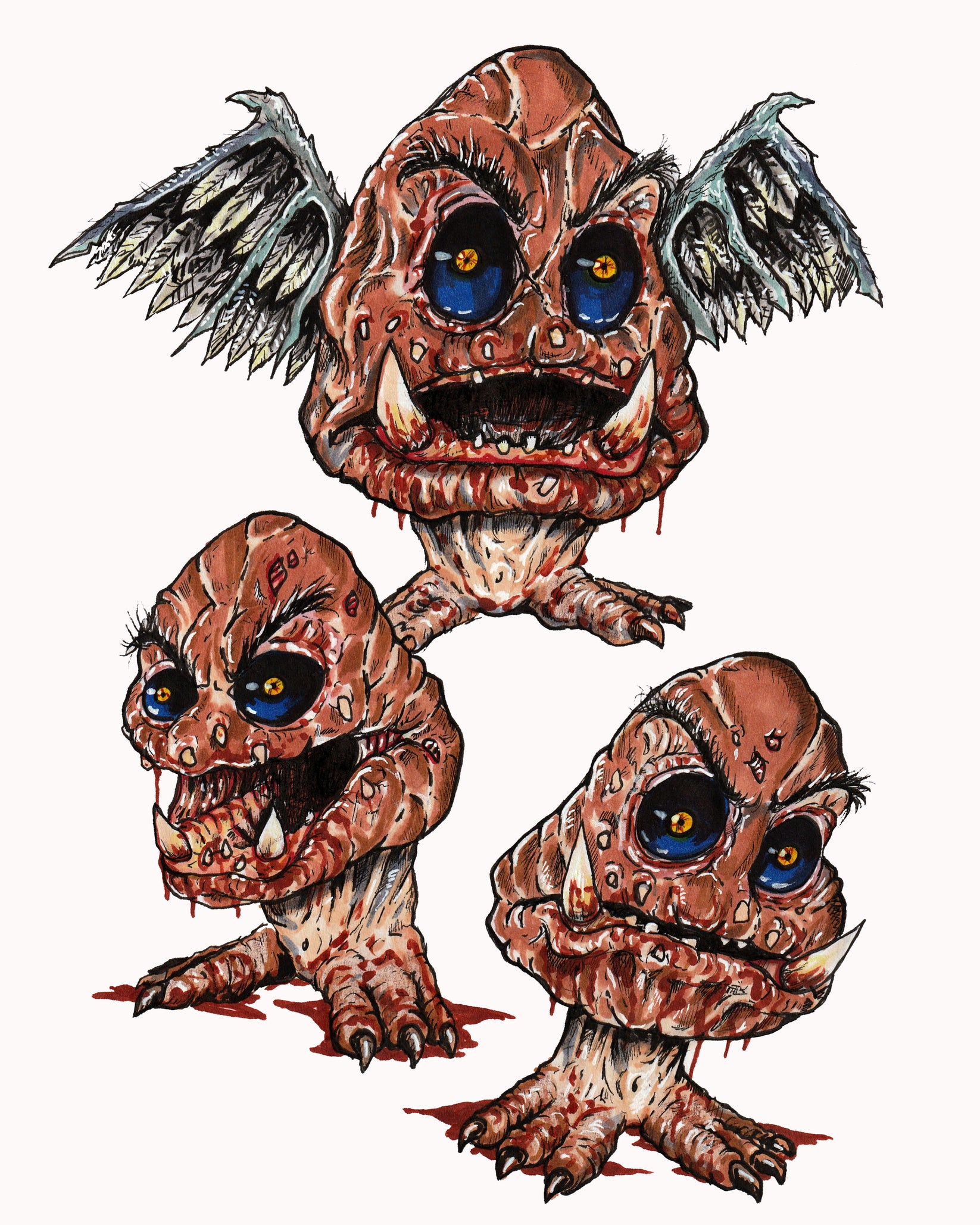 Super Mario HORROR - Goombas - 9"x12" Original Drawing – Art by Lee Howard